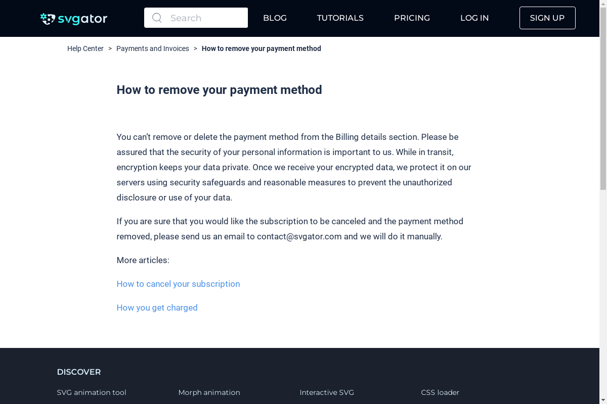 How to Remove Your Payment Method? | SVGator Help