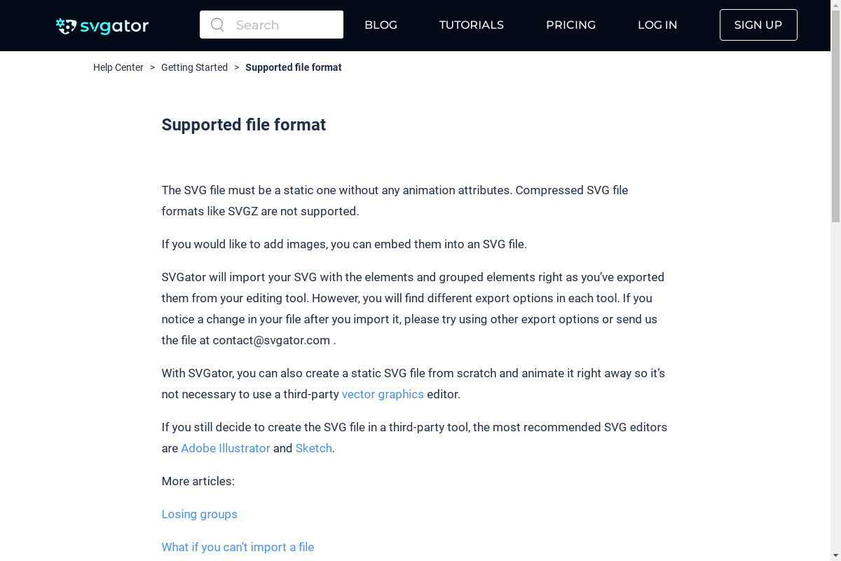 What File Format does SVGator Support? | SVGator Help
