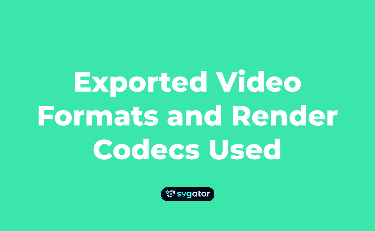 Exported Video Formats and Render Codecs Used